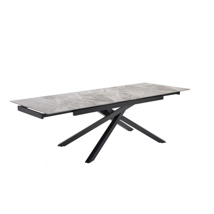 Table extensible 160/240 cm céramique gris marbré pied torsadé - DAKOTA 05 Meubletmoi ...