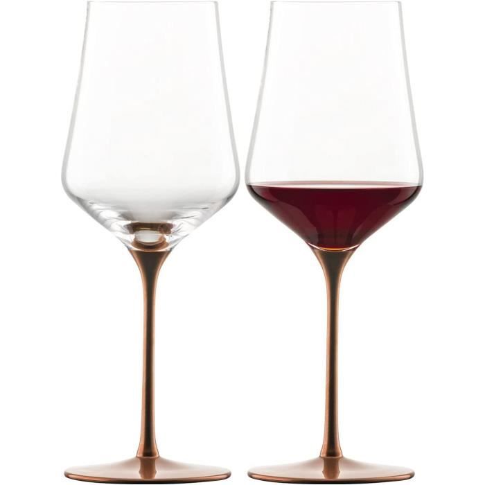 Verre à vin rouge set de 2 Kaya, verres à vin, verre, cuivre, 490 ml ...