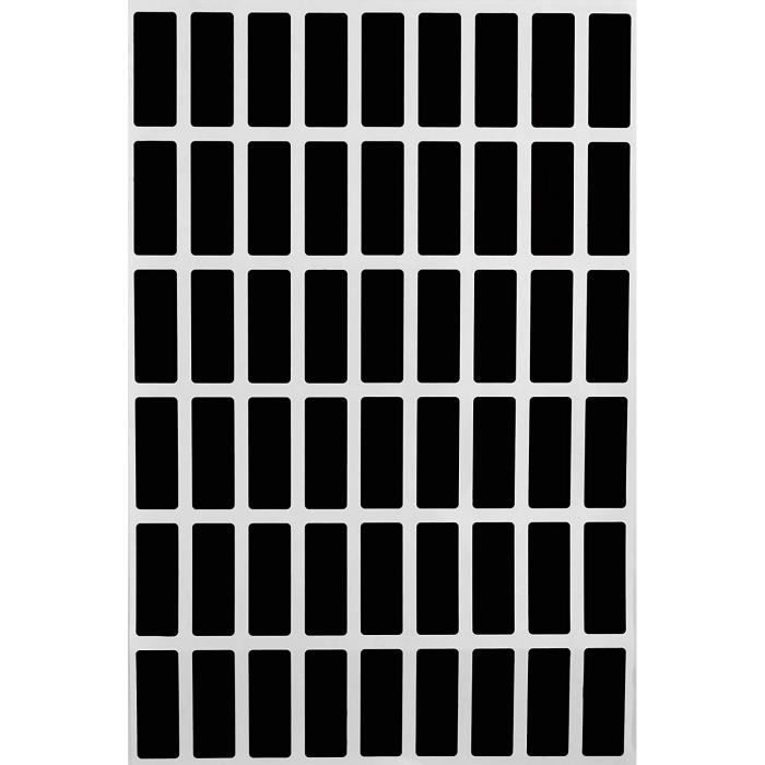 Gommettes Étiquettes Autocollantes Rectangulaires Noir 25mm x 10mm (2 ...