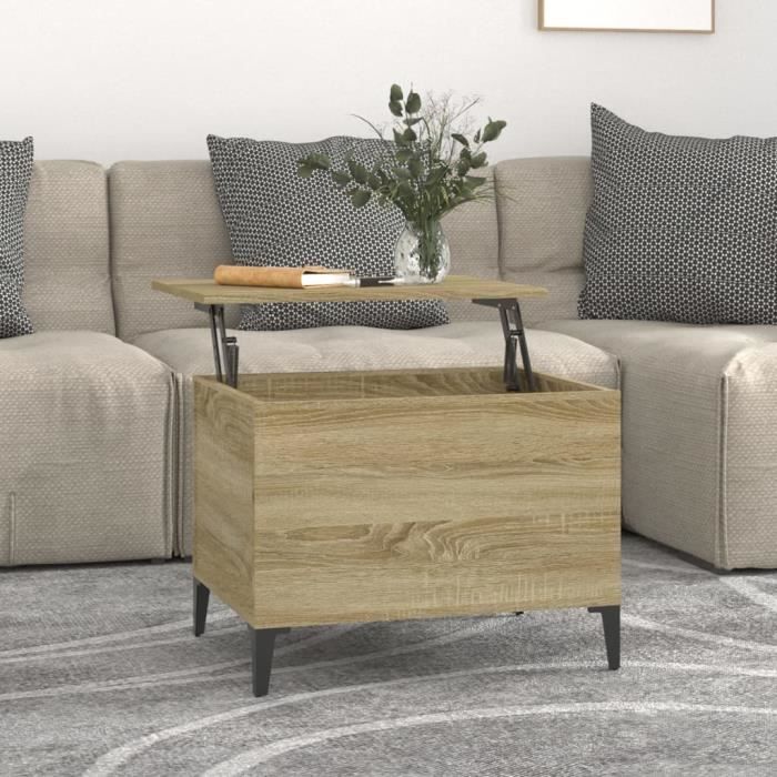 ETO- Table basse Chêne sonoma 60x44,5x45 cm Bois d'ingénierie ...
