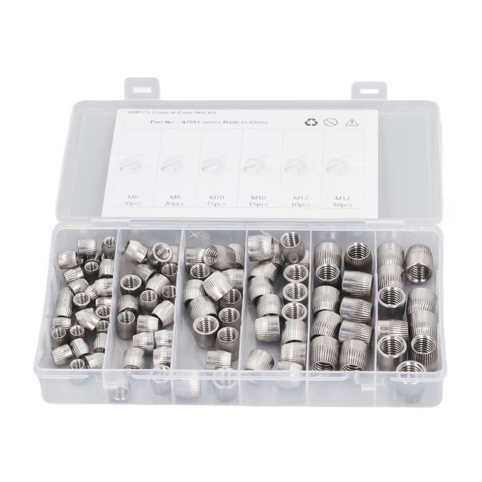 GOTOTOP Écrou conique d'implosion moleté 100 pièces écrou conique en acier inoxydable 304 6mm ...