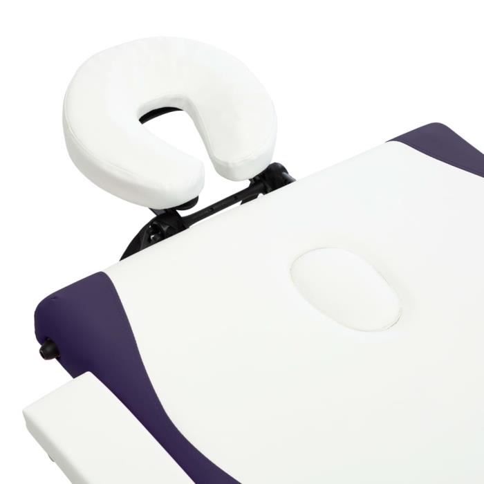 Kimiss Table De Massage Pliable 3 Zones Bois Blanc Et Violet
