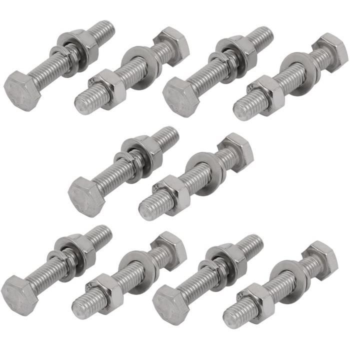 Boulon A Embase - Map 10 Set M8X45Mm Vis Tête Hex Acier Inox 304 Kit ...