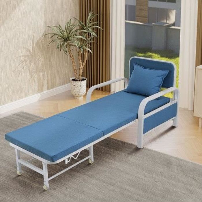 MERAX Lit d’Appoint Pliable 57X187cm avec Roulettes+Matelas, Lit 1 ...