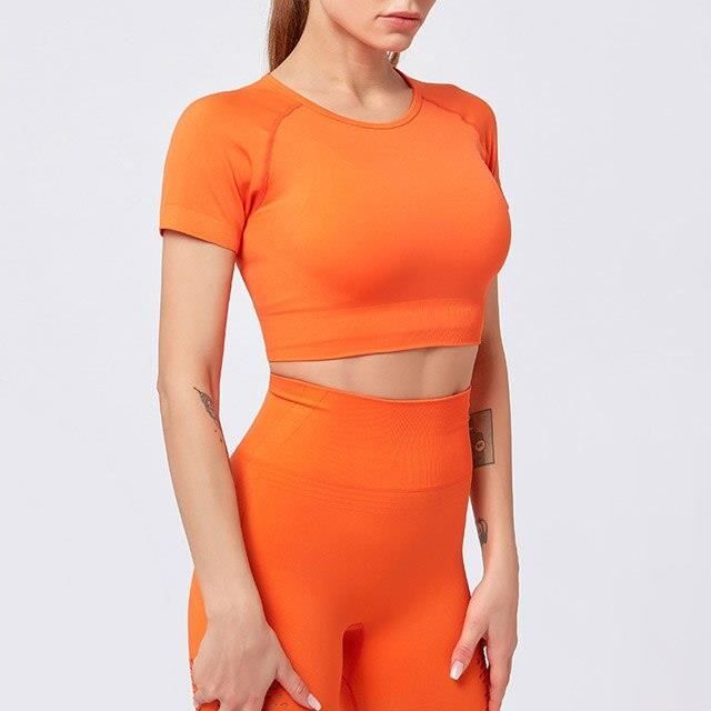 Textile Fitness Danse 2 Pièces Yoga Sport Costume évider à Manches