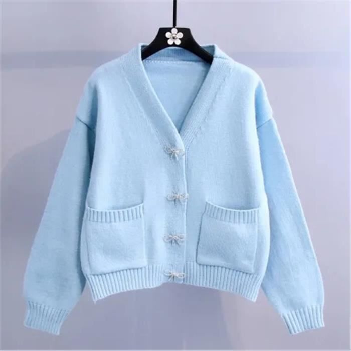 Gilet-cardigan,Cardigan tricoté avec boutons LBSillon en strass, pull ...