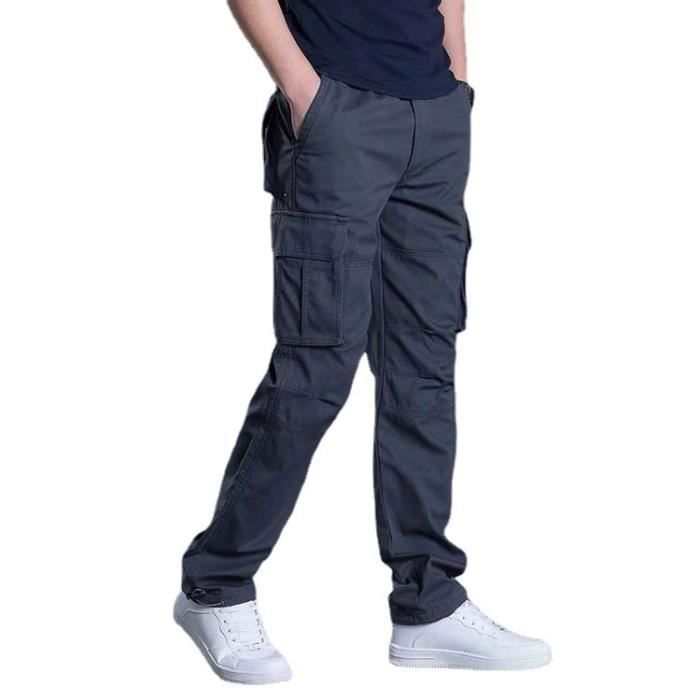 Pantalon Cargo Homme Regular Droit Multipoches - INSFITY - Gris ...