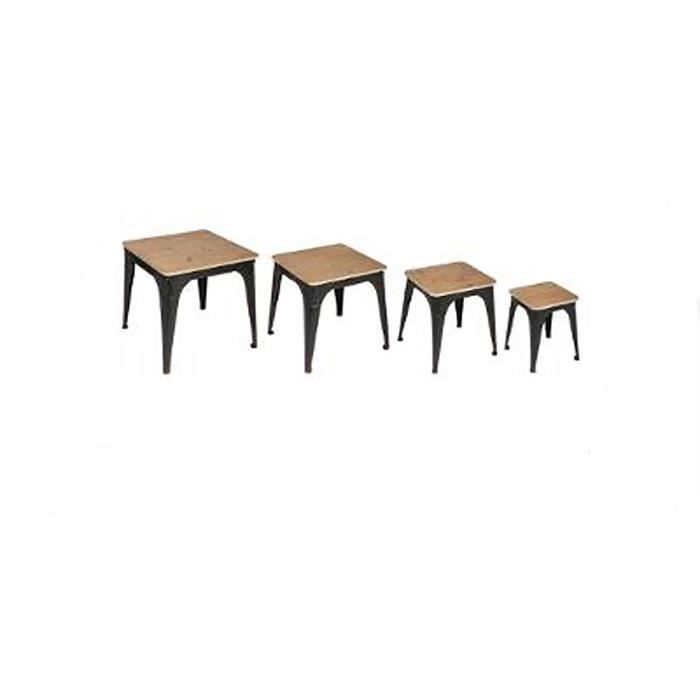 Lot de 4 tables en Métal - Dim : L. 51 x l. 51 x H. 46.5 cm - Cdiscount ...
