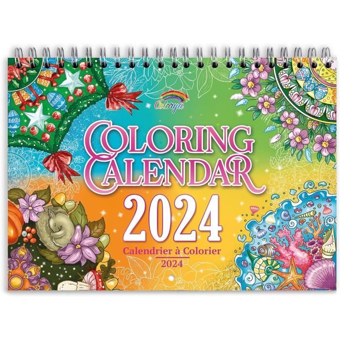 Calendrier À Colorier 2024 Par - A4 Calendrier Mural Janvier 2024 ...