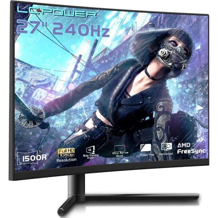 Écrans Gaming Display 27 Pouces 240Hz, Incurvé Moniteur Pc Dalle Va, Fhd 1920 X 1080, 4 Ms ...
