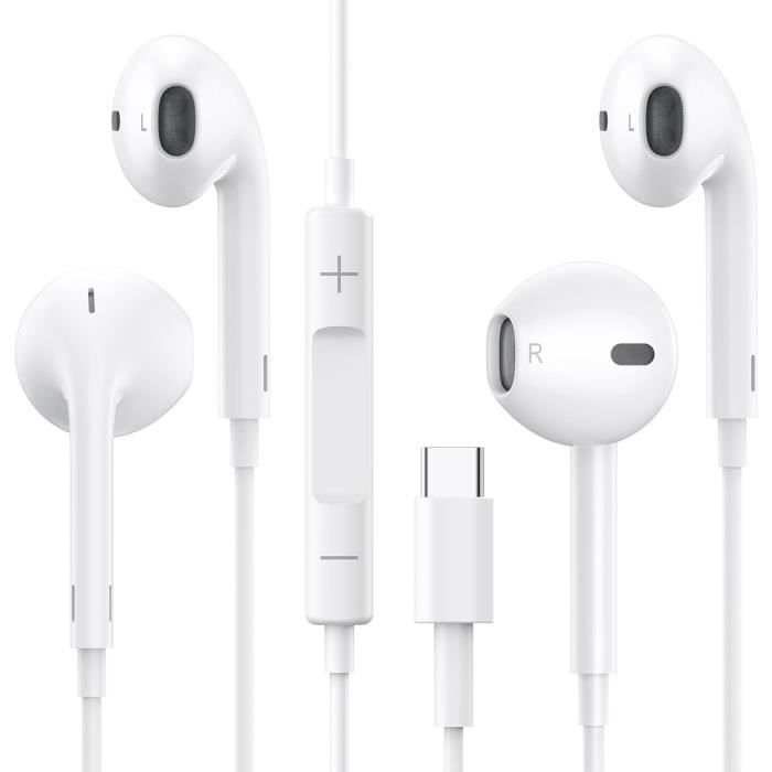 2 Pack Ecouteurs Pour Iphone,Usb Type C Filaire Auriculaires, Antibruit ...