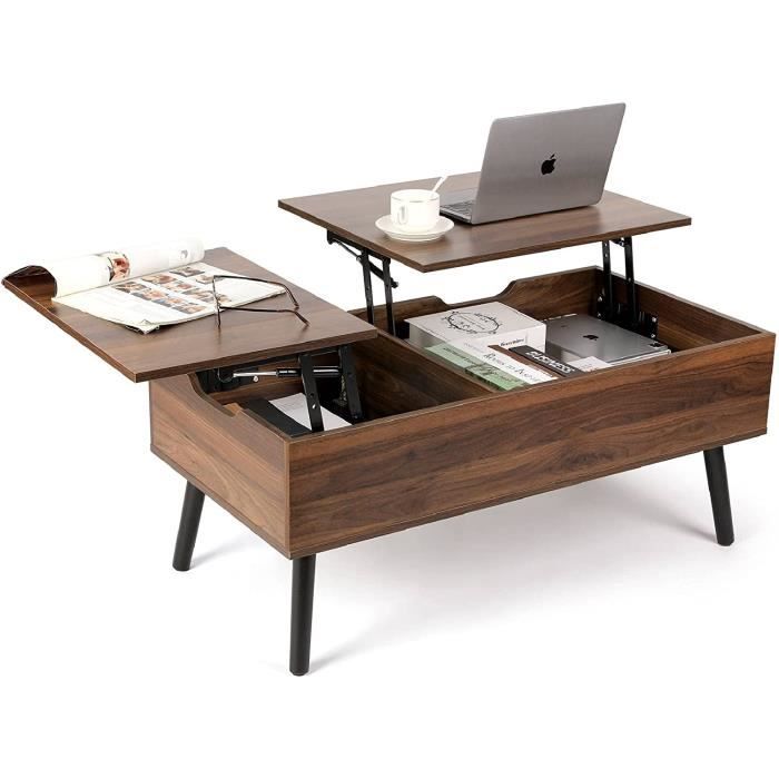 VOWNER Table Basse, Table Basse Réglable en Hauteur, Pull-Out, Table ...