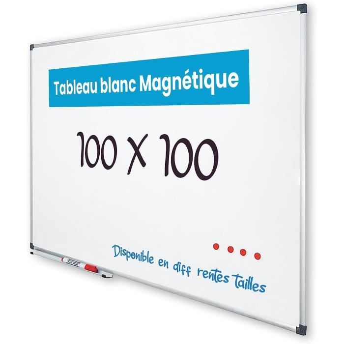 Vivol Tableau blanc Magnétique 100x100 cm panneau blanc Cae en alm ...