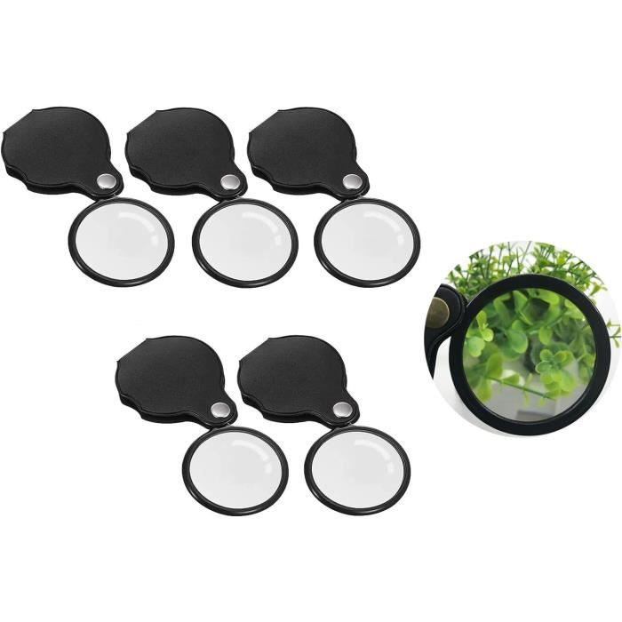 Vokowin Lot de 5 loupes de poche pliantes, rotatives à 360°, mini loupe ...