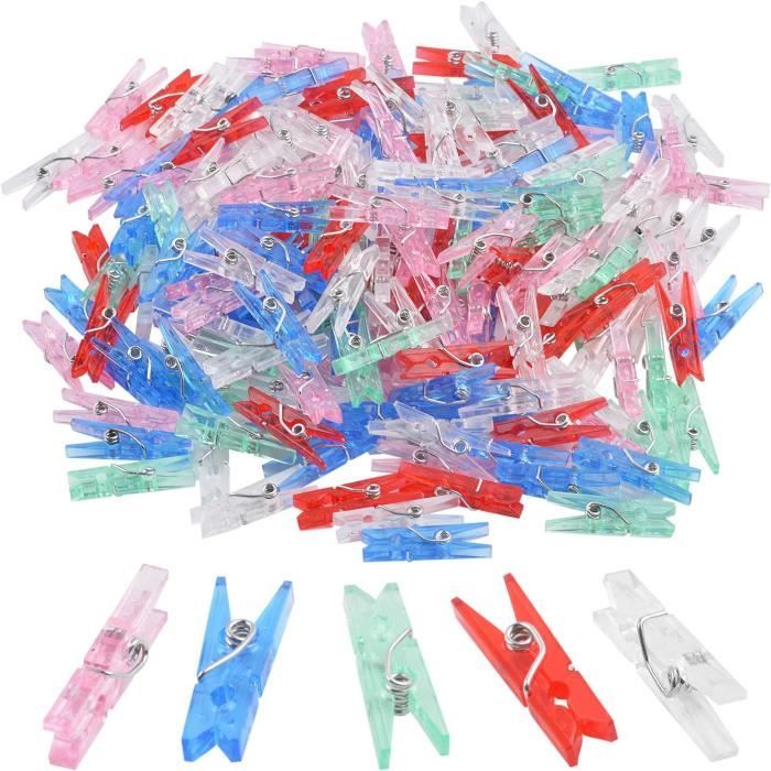 200 Pièces Mini Pince À Linge En Plastique Photo Clips Coloré Plastique ...