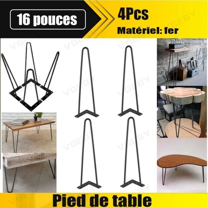 RUIDA Pieds de table Support de table Set 4 pcs. Hairpin Legs Pieds de ...