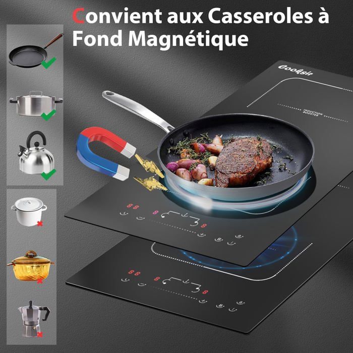 Induction 2 Feux Avec Prise, Plaque De Cuisson Deux Feux, 29Cm, 3500W ...