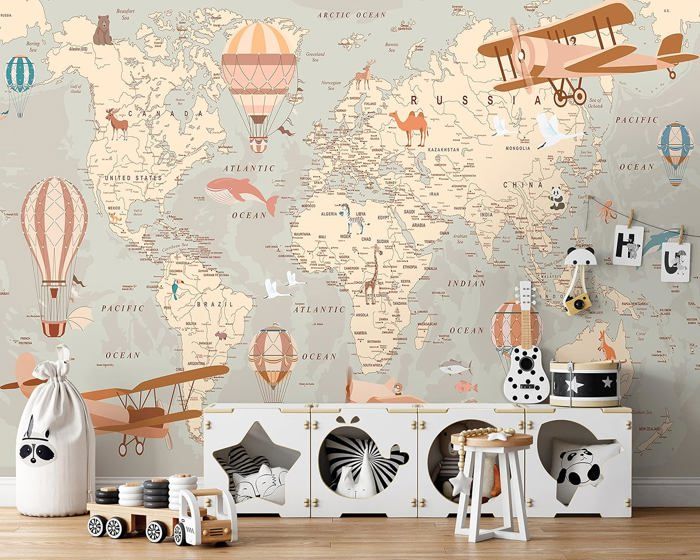 Papier Peint Enfant Carte Du Monde