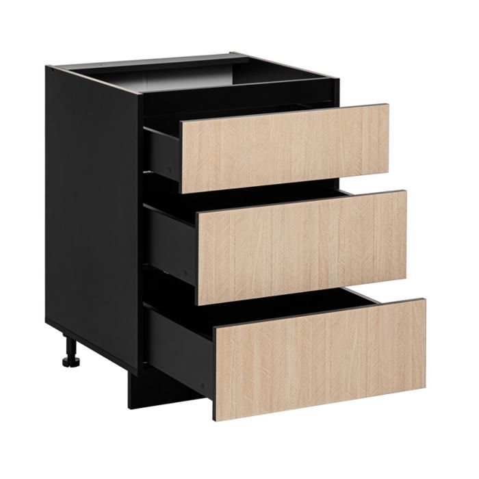 Meuble bas de cuisine - DECONATION - Roma - 3 tiroirs - Bois - Design ...