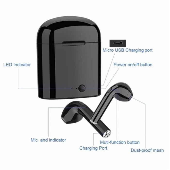 Écouteurs sans fil i7s TWSs Bluetooth 50s oreillettes de Sports casque ...