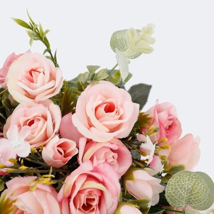 Rose Artificielle En Soie Avec Vase - Bouquet De Fleurs Artificielles ...