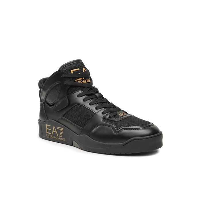 Sneakers montantes textile et cuir PU Ea7 Homme Noir Lacets Noir Cdiscount Chaussures