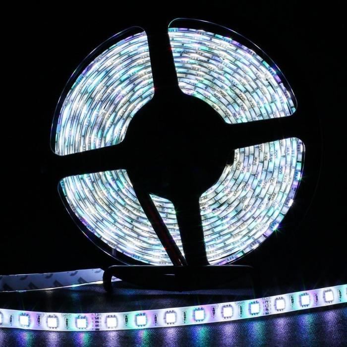 Ruban À Led Rgbw(Rgb Et Blanc) Multicolore 5 Mètres Cc 12V Ip65 Étanche ...