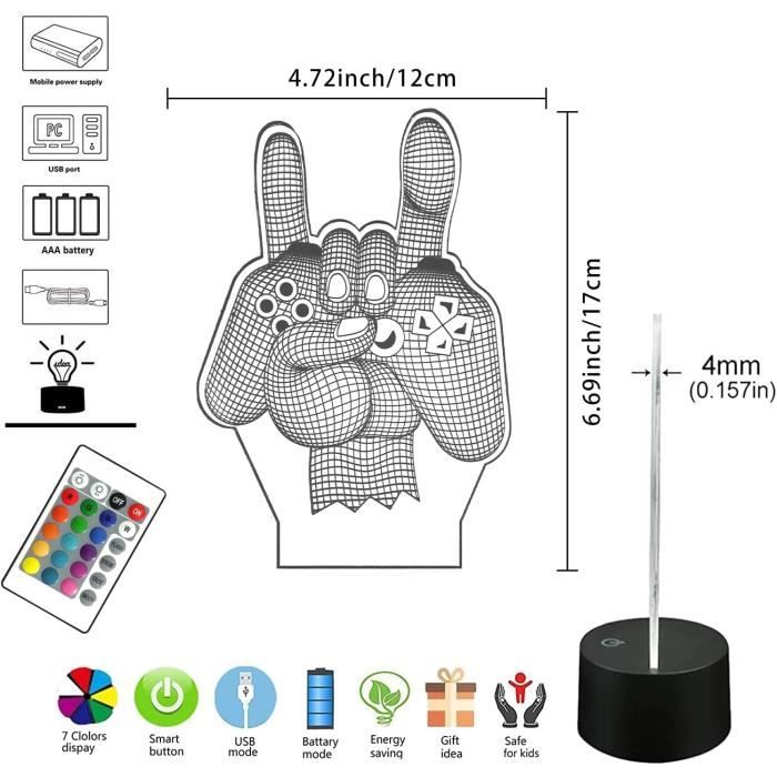 3D Lampe Ps4 Lumières Icones Lampe Game Avec Télécommande Veilleuse ...