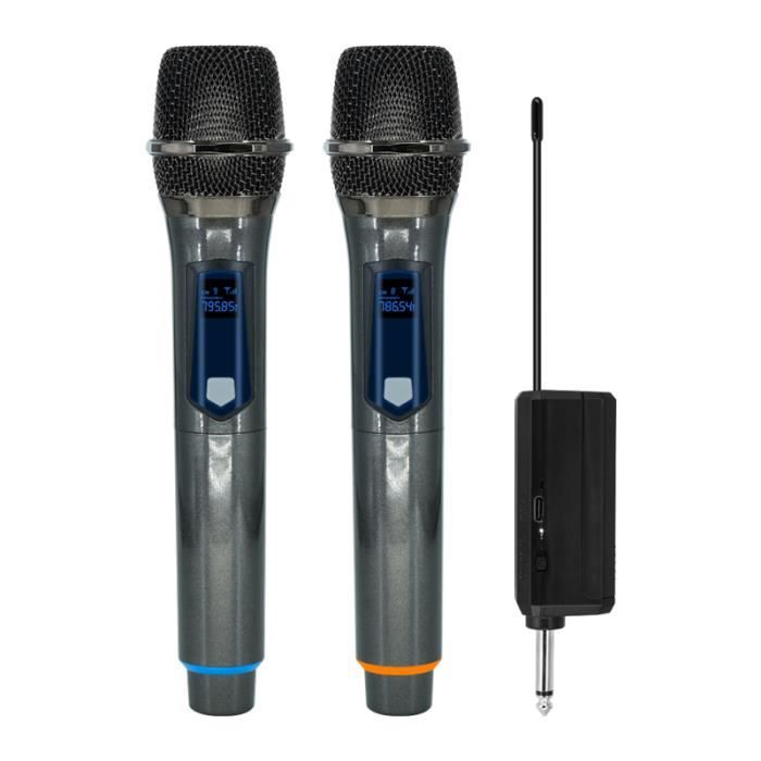 Duel Channel Microphone professionnel sans fil UHF à 2 canaux pour fête ...