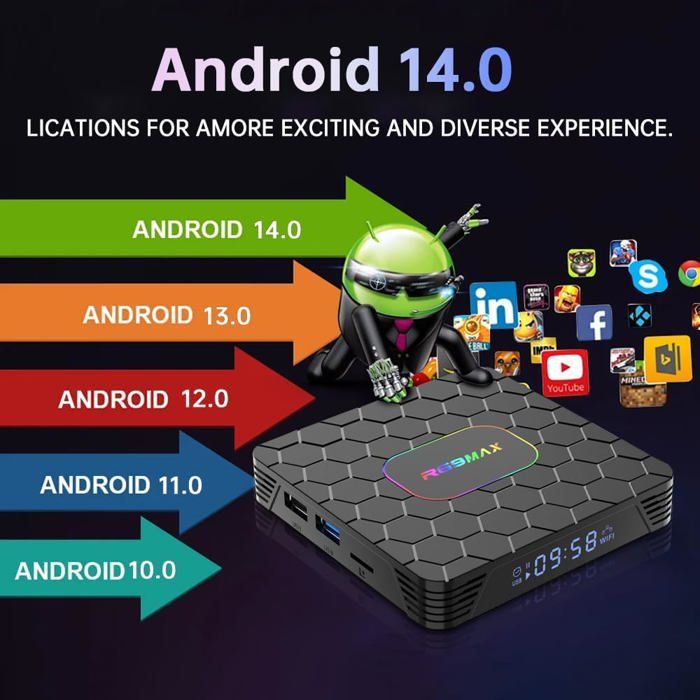 Android 14.0 TV Box, Box TV 4 Go RAM 32 Go ROM RK3528 Quad-Core Cortex ...