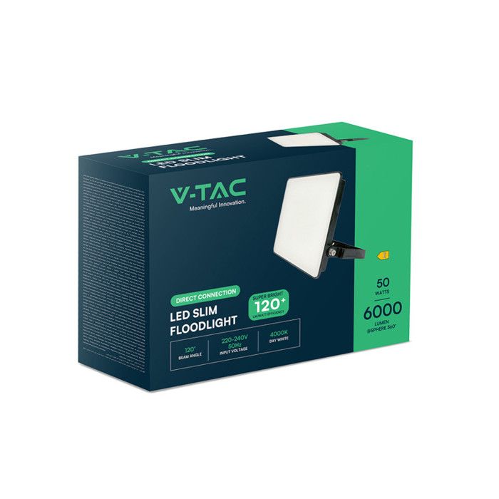 Projecteur LED 50W - Slimline Noir - 6000lm - IP65 - 4000K - Aluminium ...