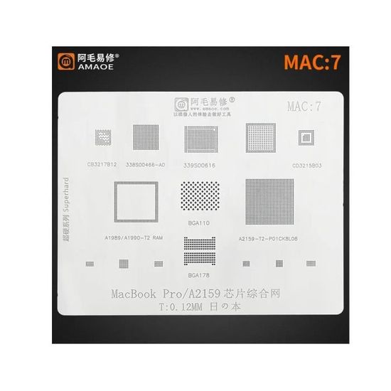 Tournevis,Amaoe BGA Reballing Stbbles Template pour MacPle1-9 modèles-A1706-A1707 A2159-T2-A1989 ...