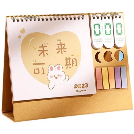 X7v9 Mini calendrier de bureau en papier 2023 avec double planificateur ...