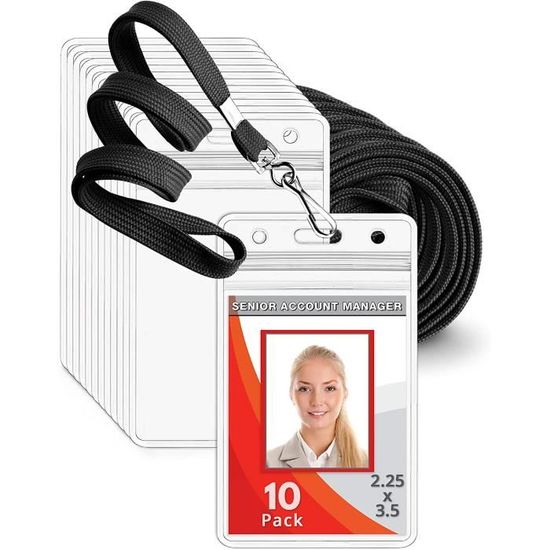 Lot de 10 lanières plates avec porte-badge d'identification vertical ...