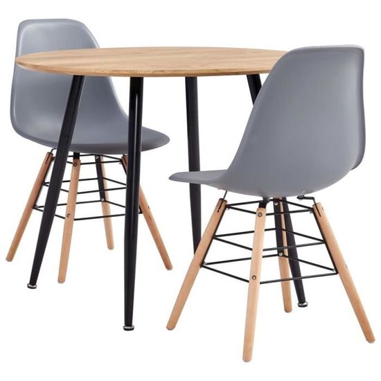 3 pcs Ensemble table à manger 2 personnes + 2 chaises Cuisine Plastique ...
