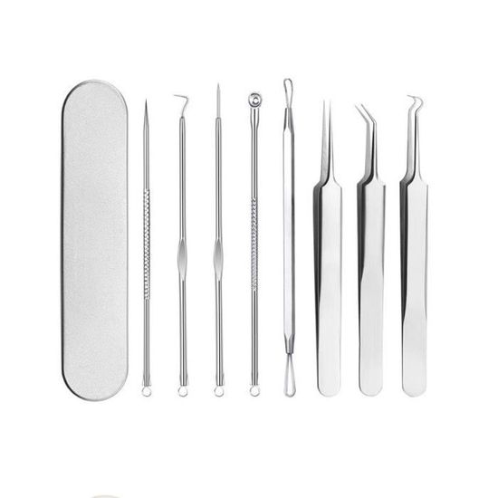 Lot De 8 Tire-Comédons Professionnels En Acier Inoxydable Pour Le ...