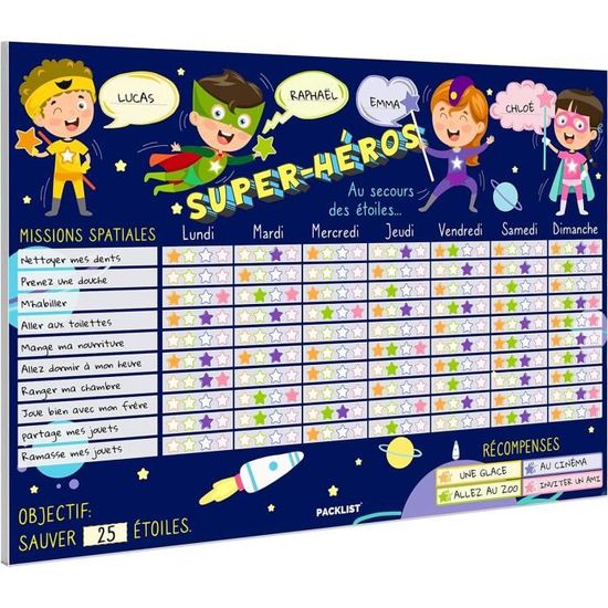 Tableau De Récompenses Pour Enfants En Français Super-Héros \U2013 ...