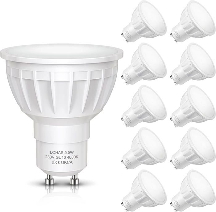 LOHAS 55W Ampoule LED GU10 4000K Blanc Naturel 50W Halogne quivalent 500LM 120 Larges Faisceaux ...