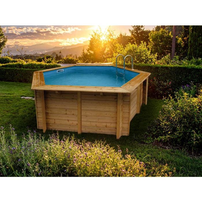 Kit piscine bois Ubbink Azura 4,10 x 1,20 m + Kit margelles - Cdiscount ...