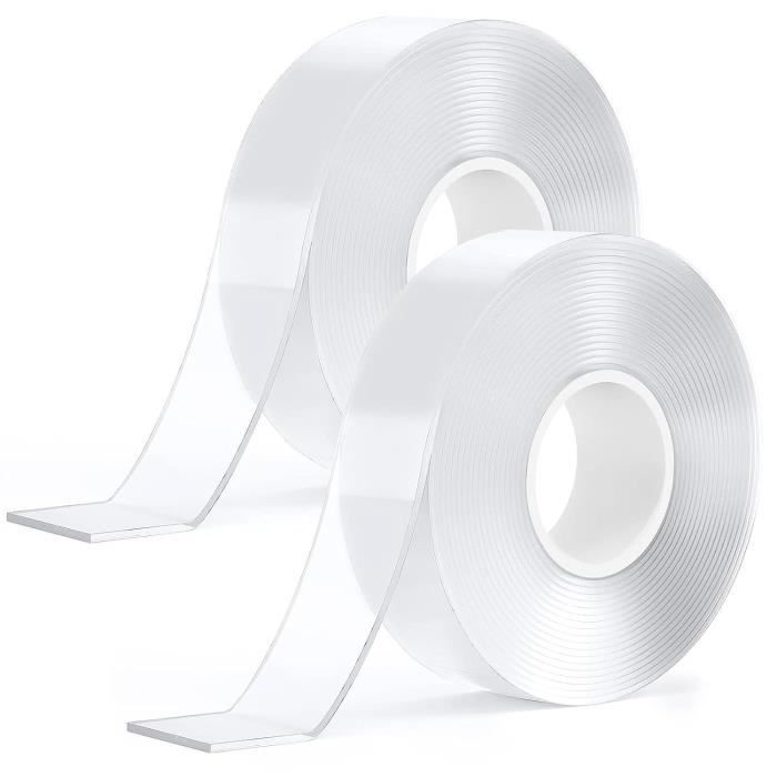 2 Pièces Ruban Adhésif Double Face Extra Fort 5m, Nano Tape Double Face ...