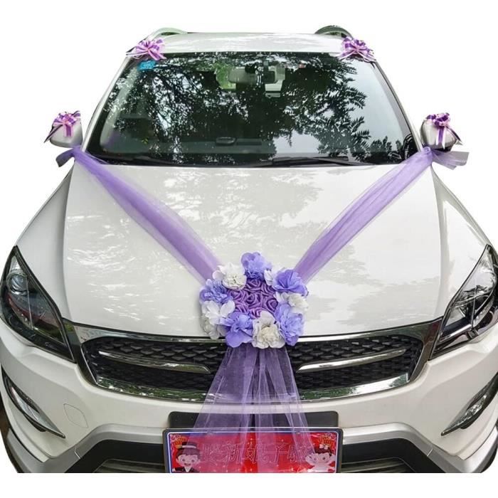 Fleurs Décoratives Voiture Mariage Rouge Ruban Artificiel Fausses Roses ...