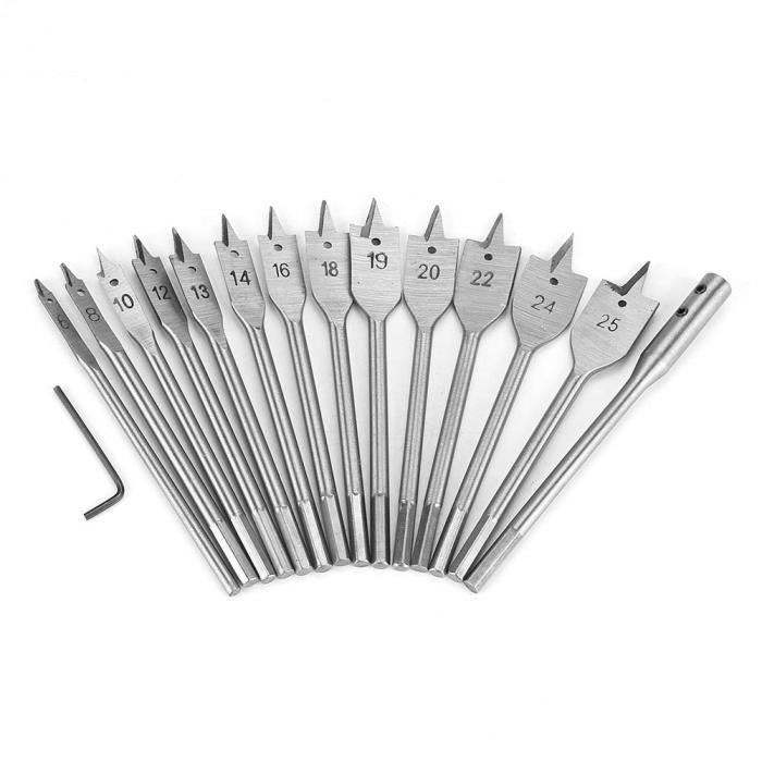 15pcs 6-25mm Foret à Bêche Bois Foret de Perçage de Tige Hexagonale ...