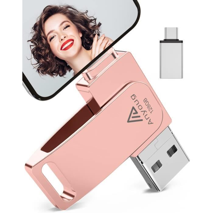 Cle USB 128 go pour Phone, Clé USB C 4 in 1, Clé USB 3.0 Mémoire Photo ...