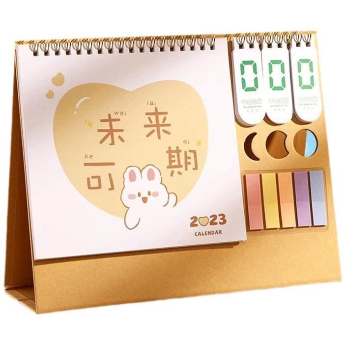 X7v9 Mini calendrier de bureau en papier 2023 avec double planificateur ...