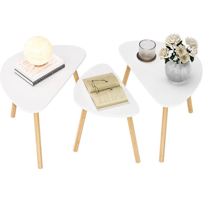 Lot de 3 Tables Gigognes Table Basse Gigogne Table d'Appoint Scandinave ...