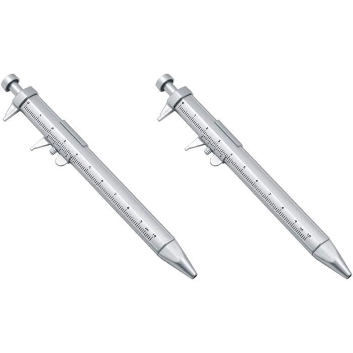 Lot de 2 stylos à bille 3 en 1 avec pied à coulisse et règle, stylo à ...