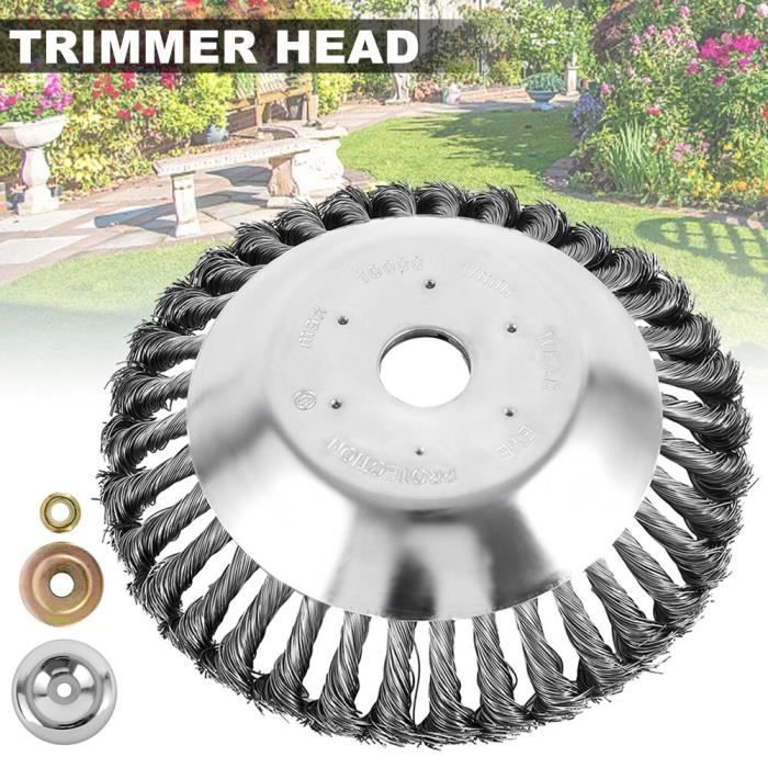 Tondeuse,Tête de débroussailleuse en fil d'acier de 200mm, coupe d'herbe, plaque d'élimination ...