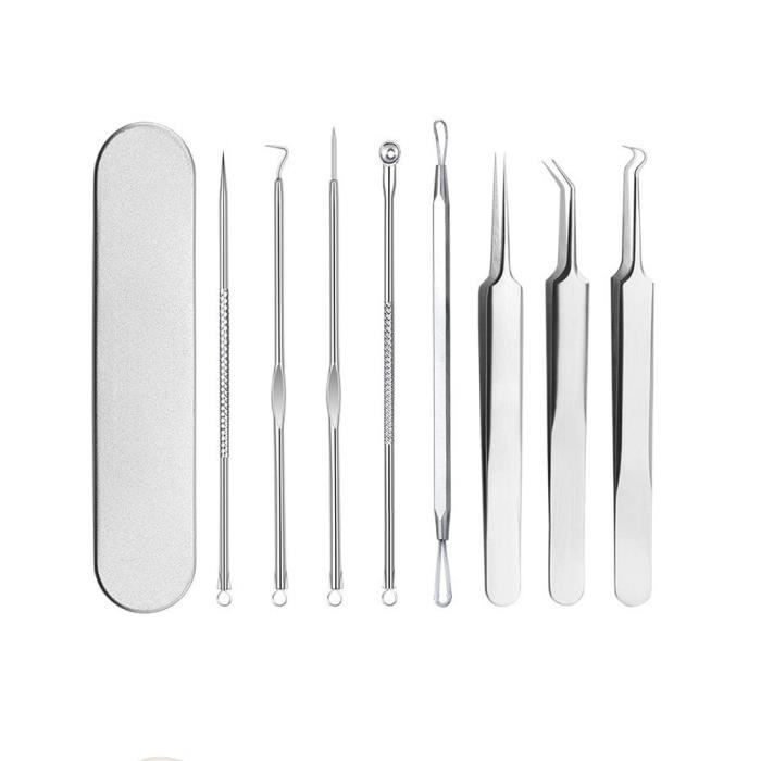 Lot De 8 Tire-Comédons Professionnels En Acier Inoxydable Pour Le ...
