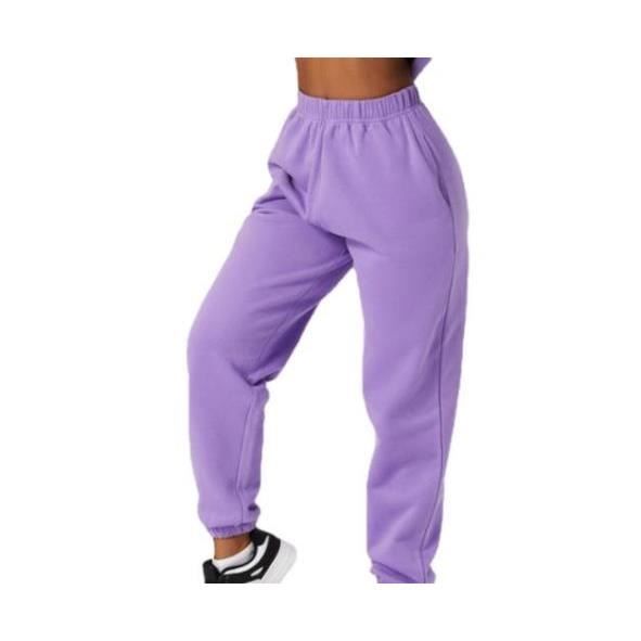 Pantalon Jogging Femme en Coton Chic Élastique Taille Haute avec Poche ...