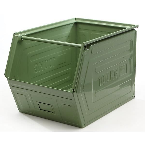 QUIPO Bac à bec gerbable en tôle d'acier - capacité 82 l vert réséda ...